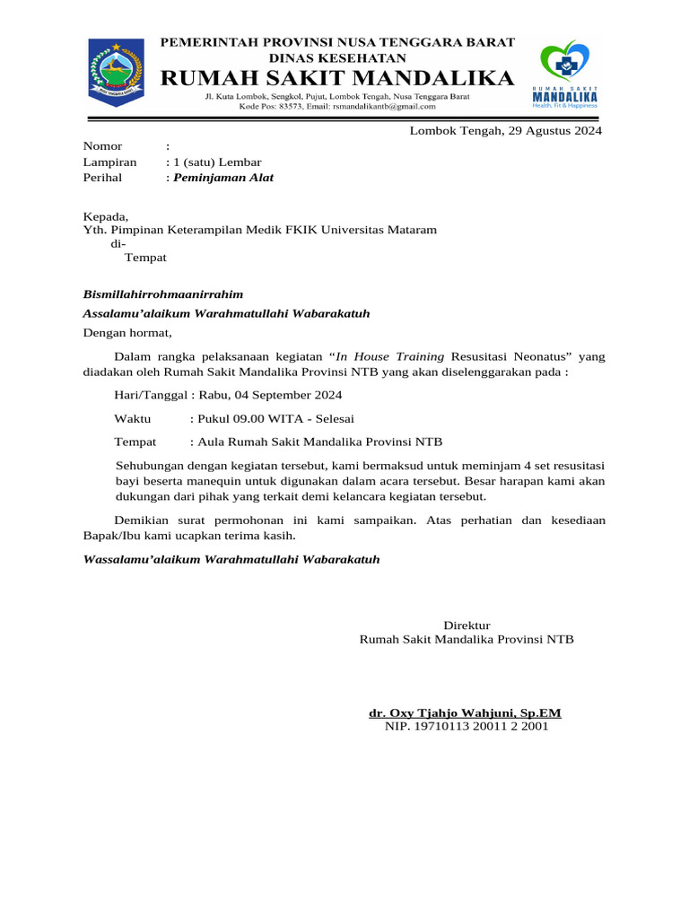 Surat Peminjaman Alat | PDF