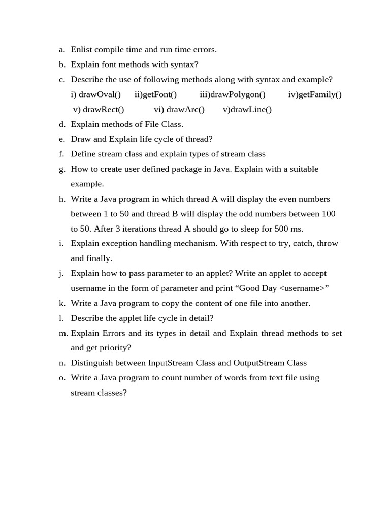 Class2 Question Bank | PDF