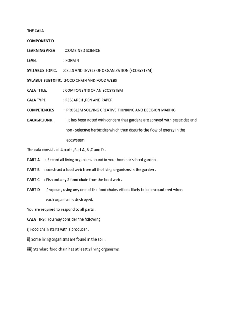 CALA Component D (Ecosystem) | PDF