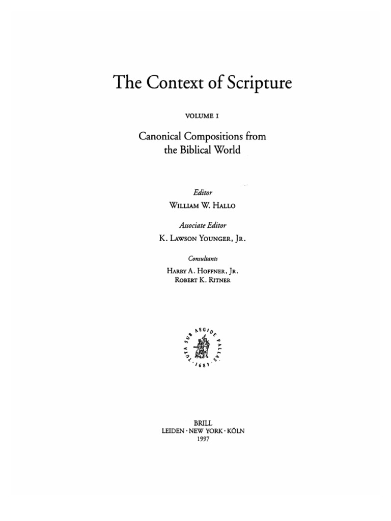 Hallo The Context of Scripture Vol I The Eridu Genesis | PDF