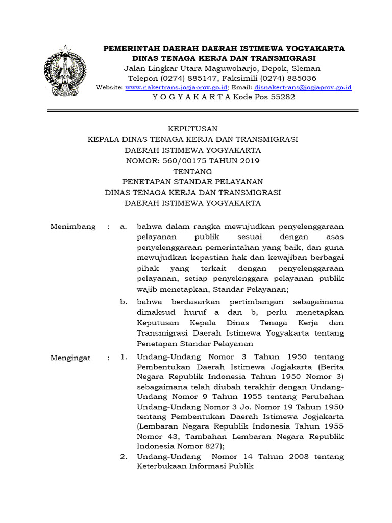 Sk. Pelayanan Disnaker | PDF | Indonesia