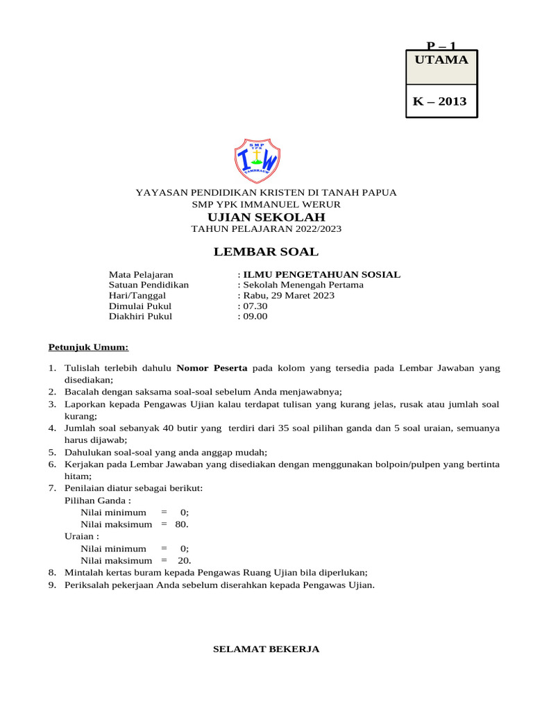 Soal Usek Ips 2023 | PDF