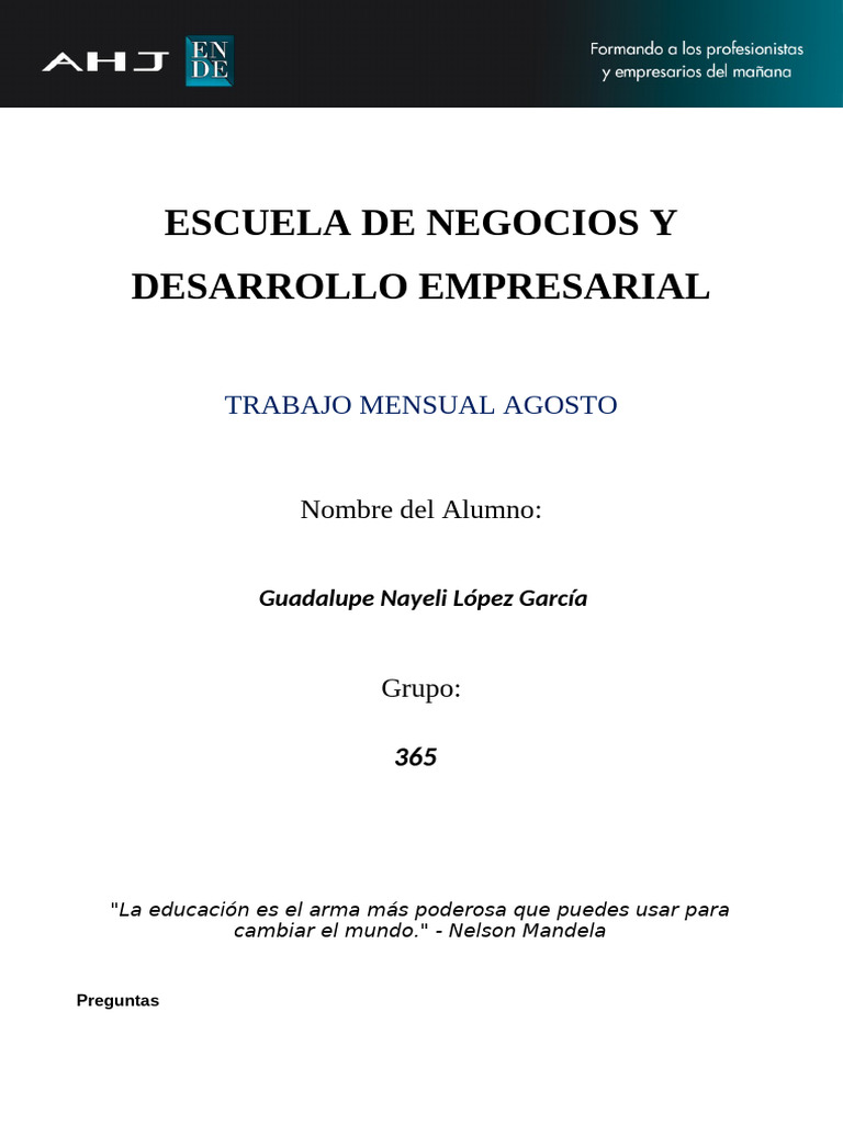 Proyecto Mensual Agosto | PDF