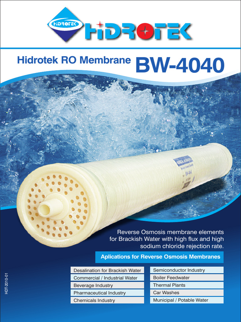 Membrana de Ósmosis Inversa Hidrotek - Modelo CN - bw-4040 | PDF
