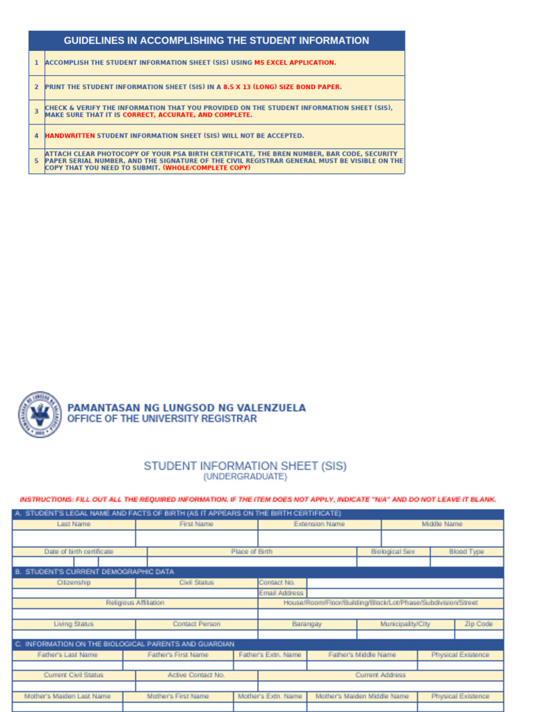 2024-Student Information Sheet | PDF