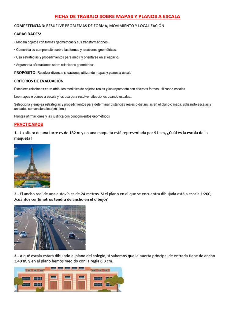 Ficha de Trabajo Sobre Mapas y Planos A Escala | PDF