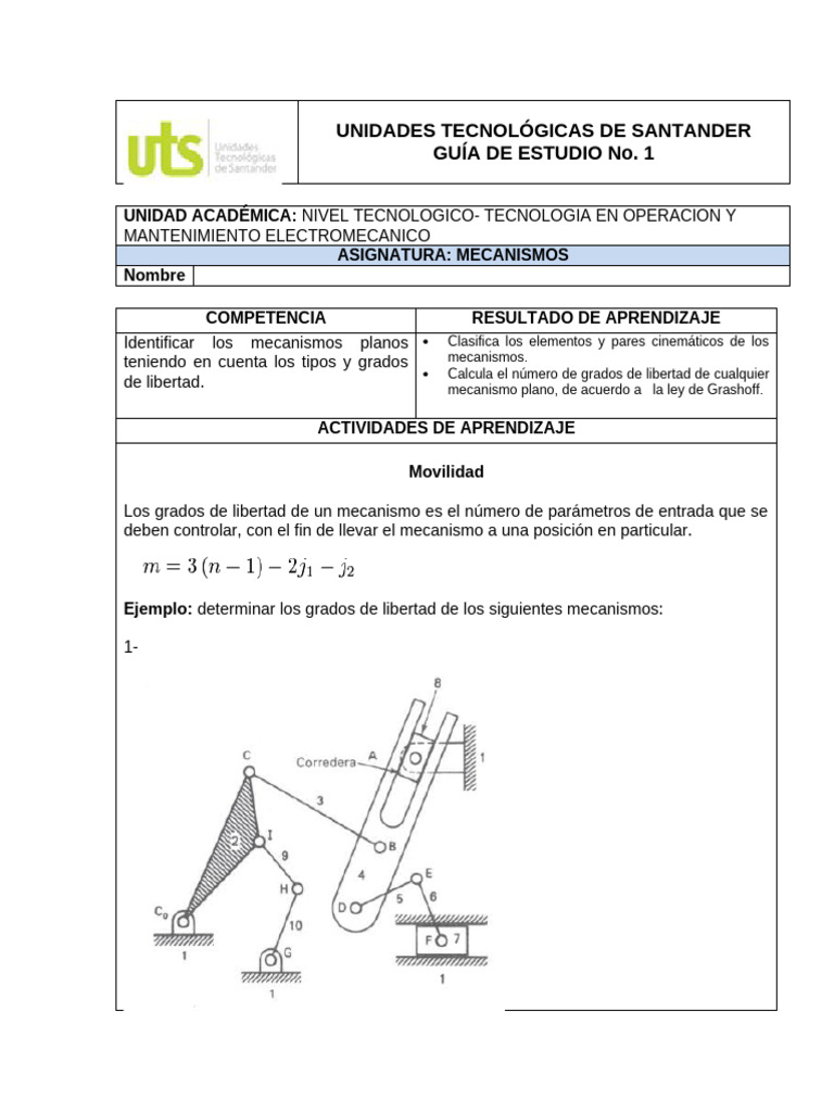 Guia 1 Mecanismos | PDF