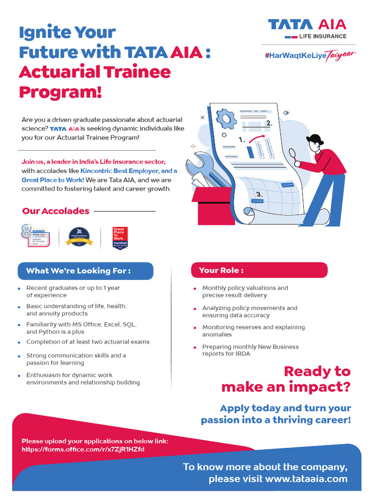TATA AIA - Advertisement - of - Actuarial - Vacancies - 0 | PDF