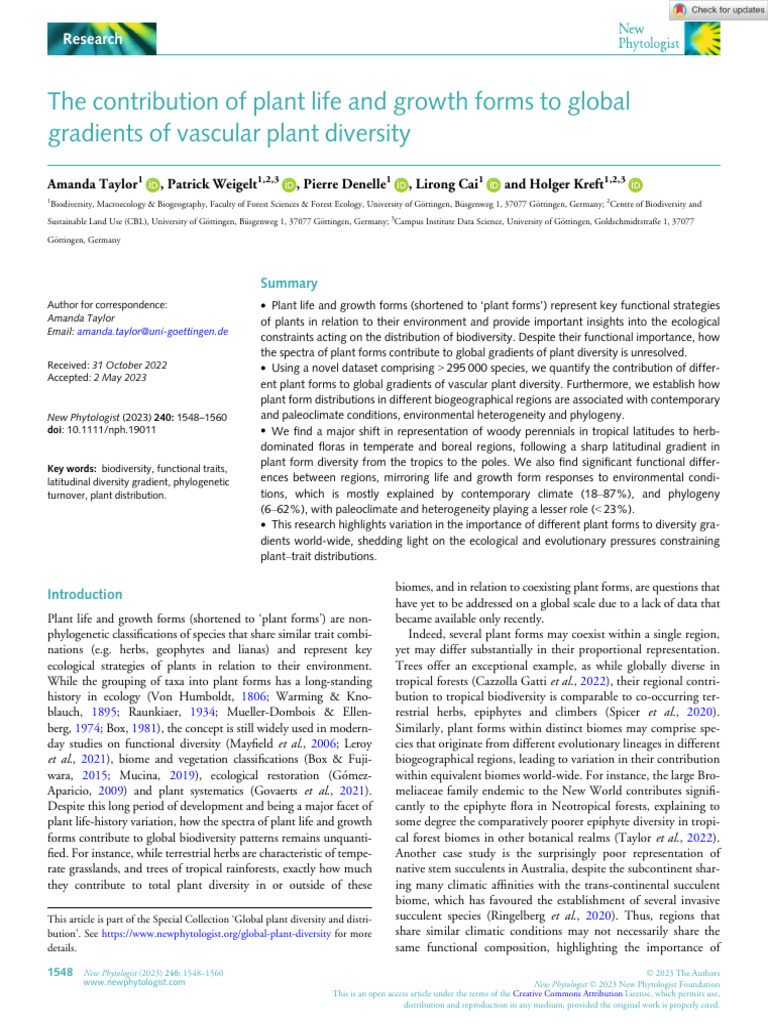 New Phytologist - 2023 - Taylor - The Contribution of Plant Life and ...
