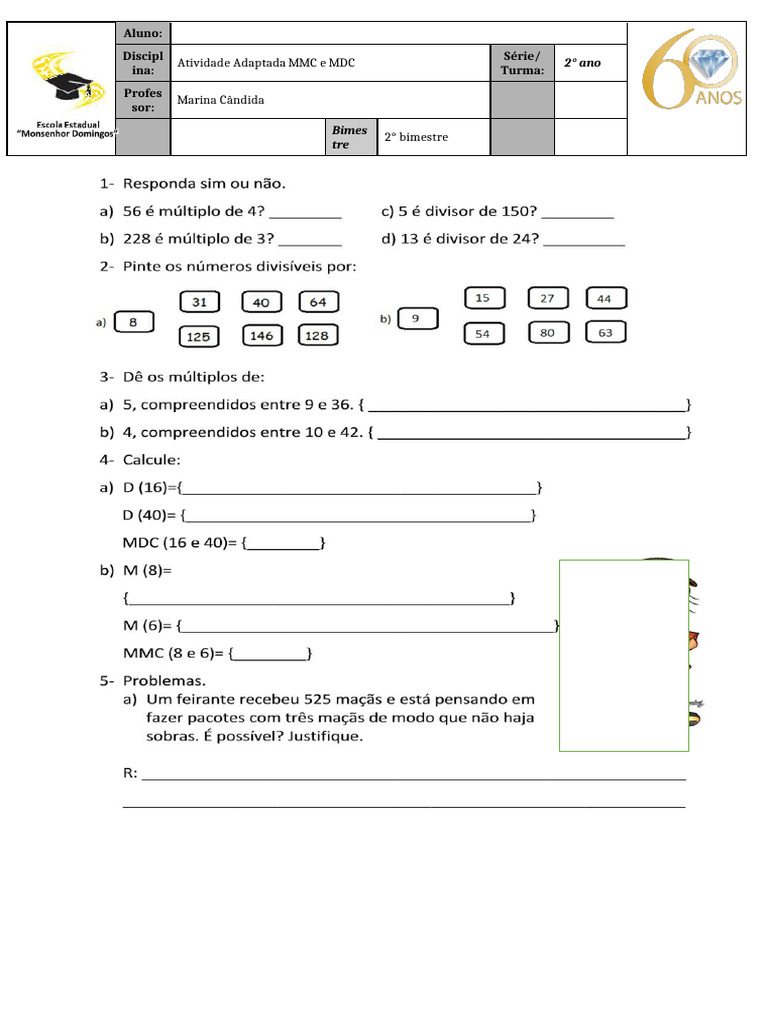 Atividade Adaptada MMC e MDC | PDF