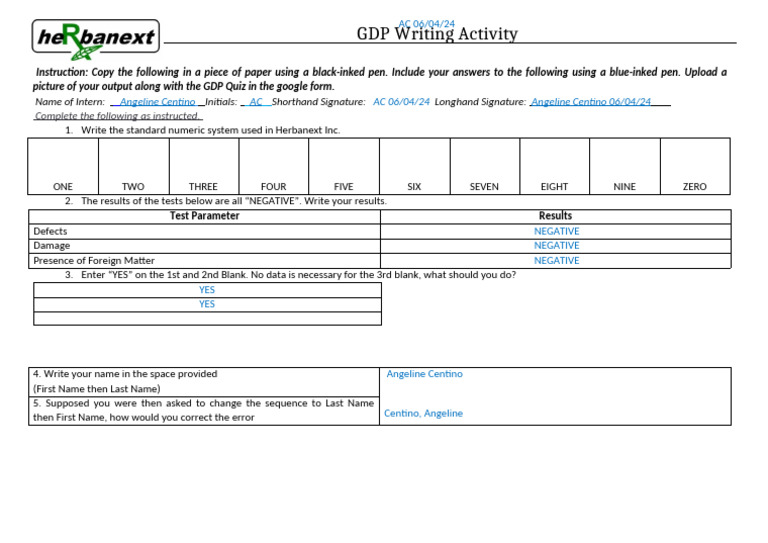 GDP Writing Activity Centino Uno R | PDF