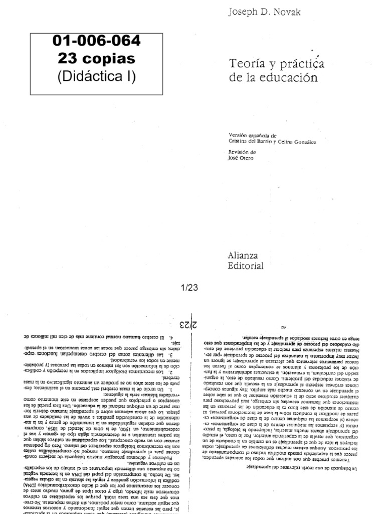 Novak Teoria y Practica de La Educacion | PDF