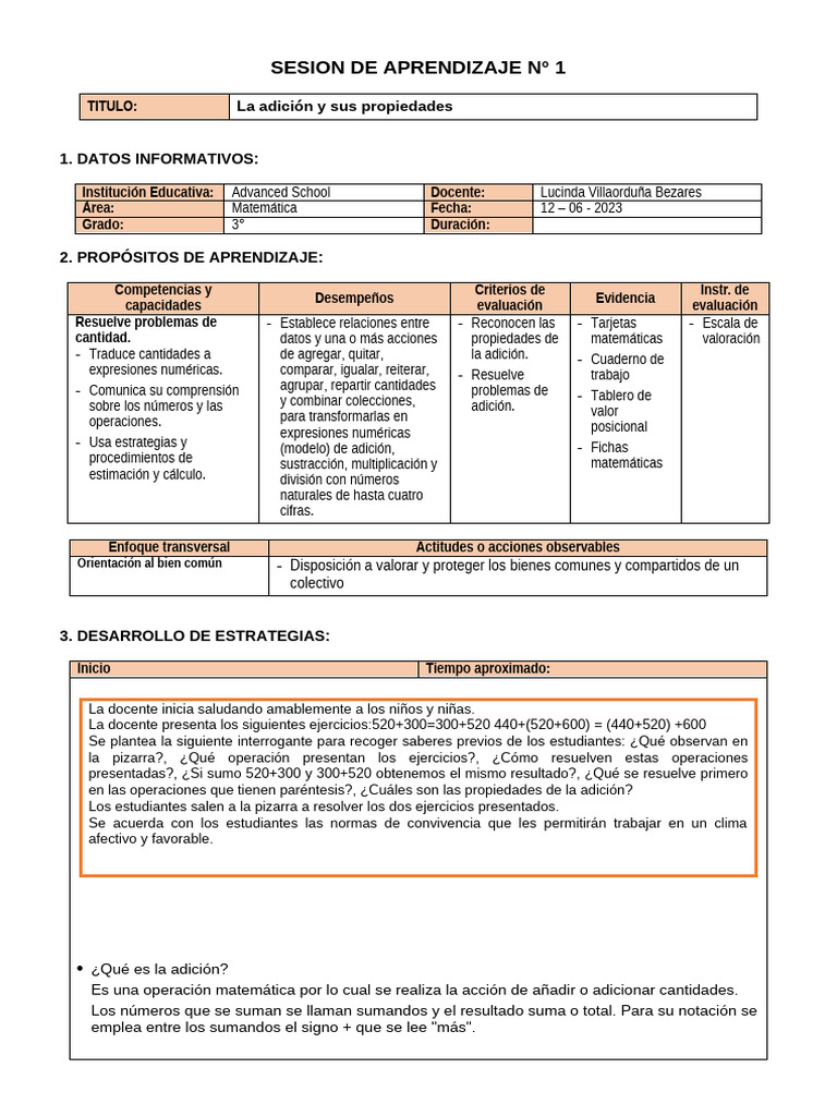 3 Grado Sesion de Aprendizaje | PDF