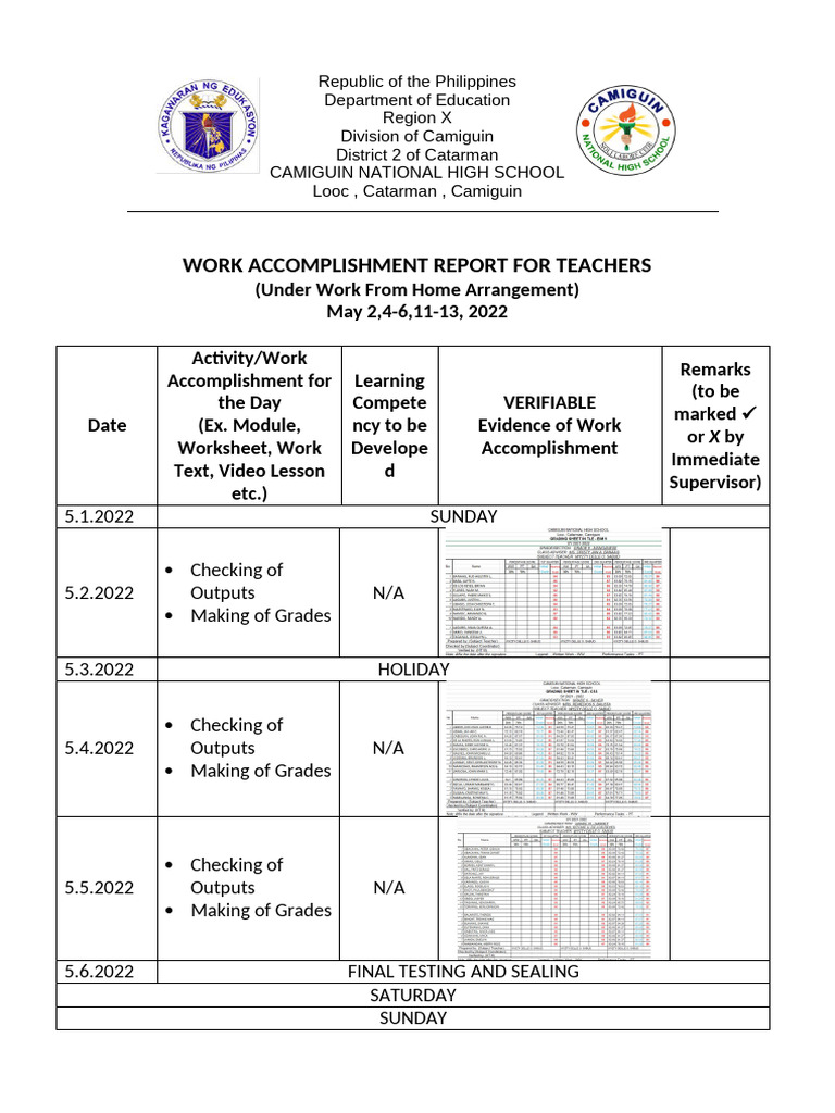 Accomplishment Report SY 2021 2022 MAY | PDF