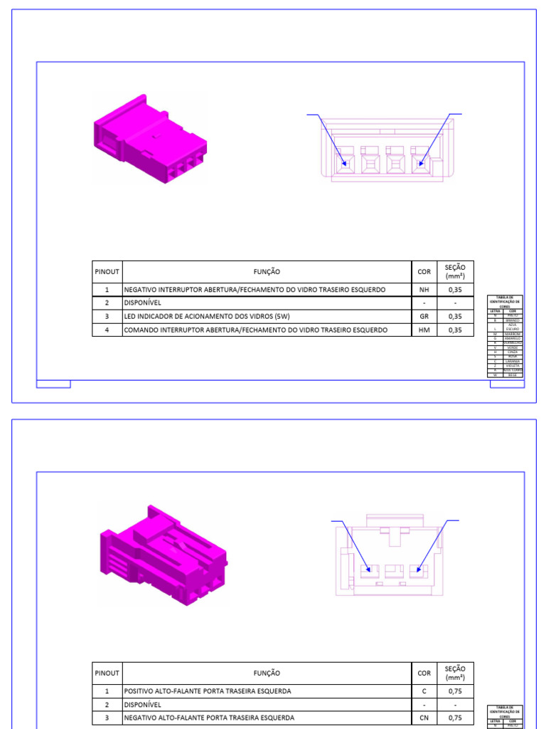 Pinout Conector Chicote Porta Esquerda | PDF | Cor | Visão