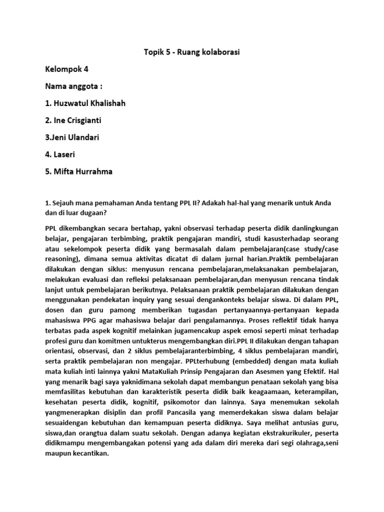 Refleksi dan Pengalaman PPL II | PDF | Pengembangan Diri