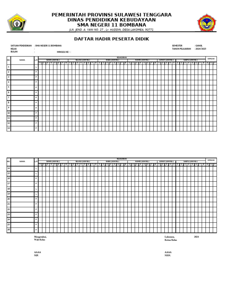 Format Absen Kelas | PDF