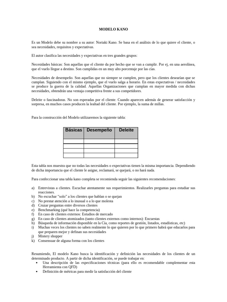 Apunte Modelo KANO | PDF