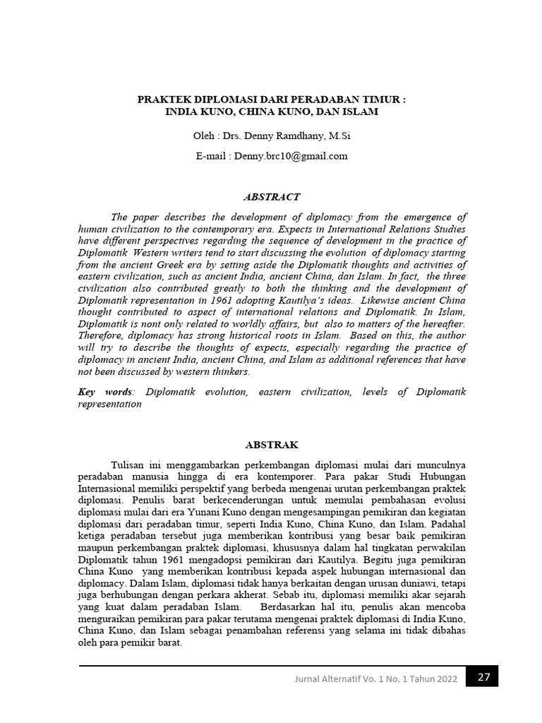 Praktek Diplomasi Dari Peradaban Timur India Kuno, China Kuno, Dan Islam | PDF