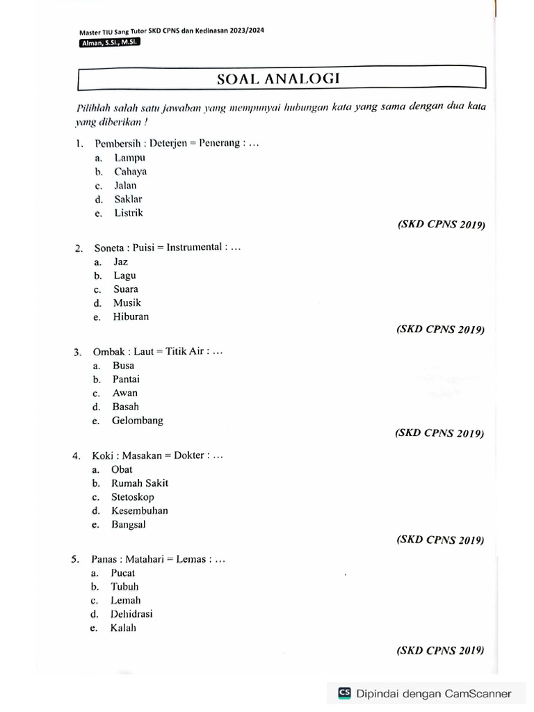 Soal Analogi Sekdin | PDF