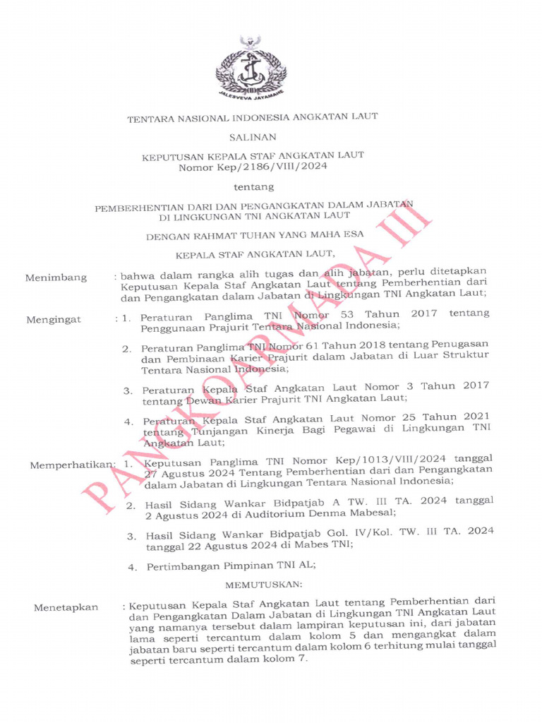 Kep 2186 Viii 2024 (Koarmada III) - Unlocked | PDF