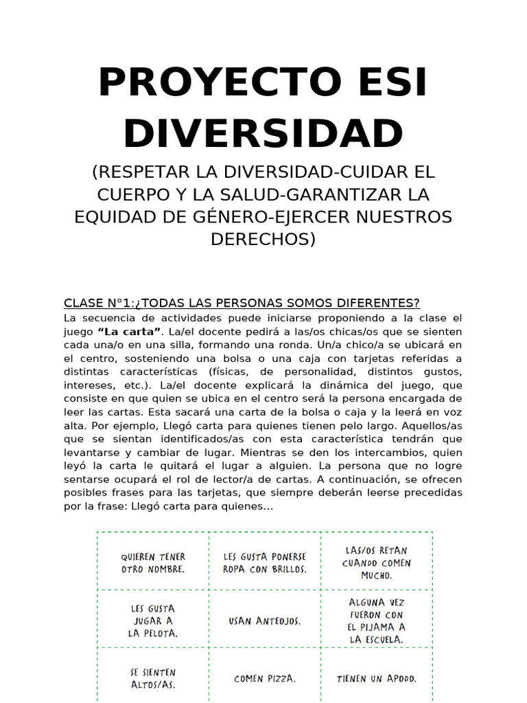 ESI - Diversidad 3°A Y B | PDF