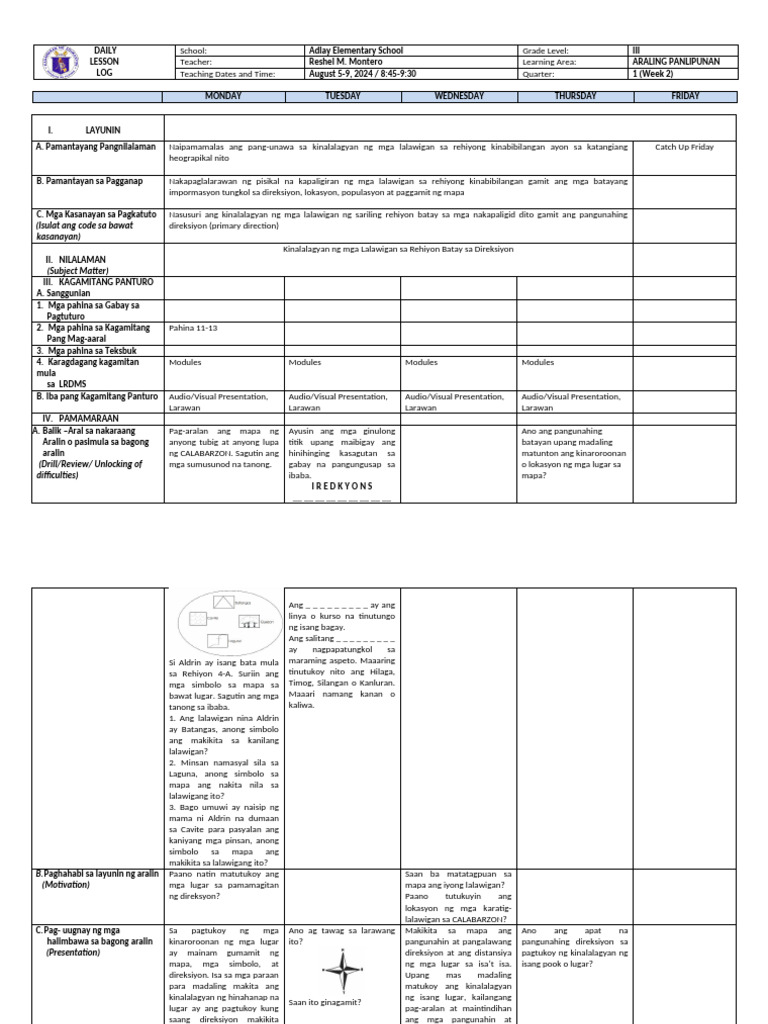 DLL Aralpan3 Q1 W2 | PDF