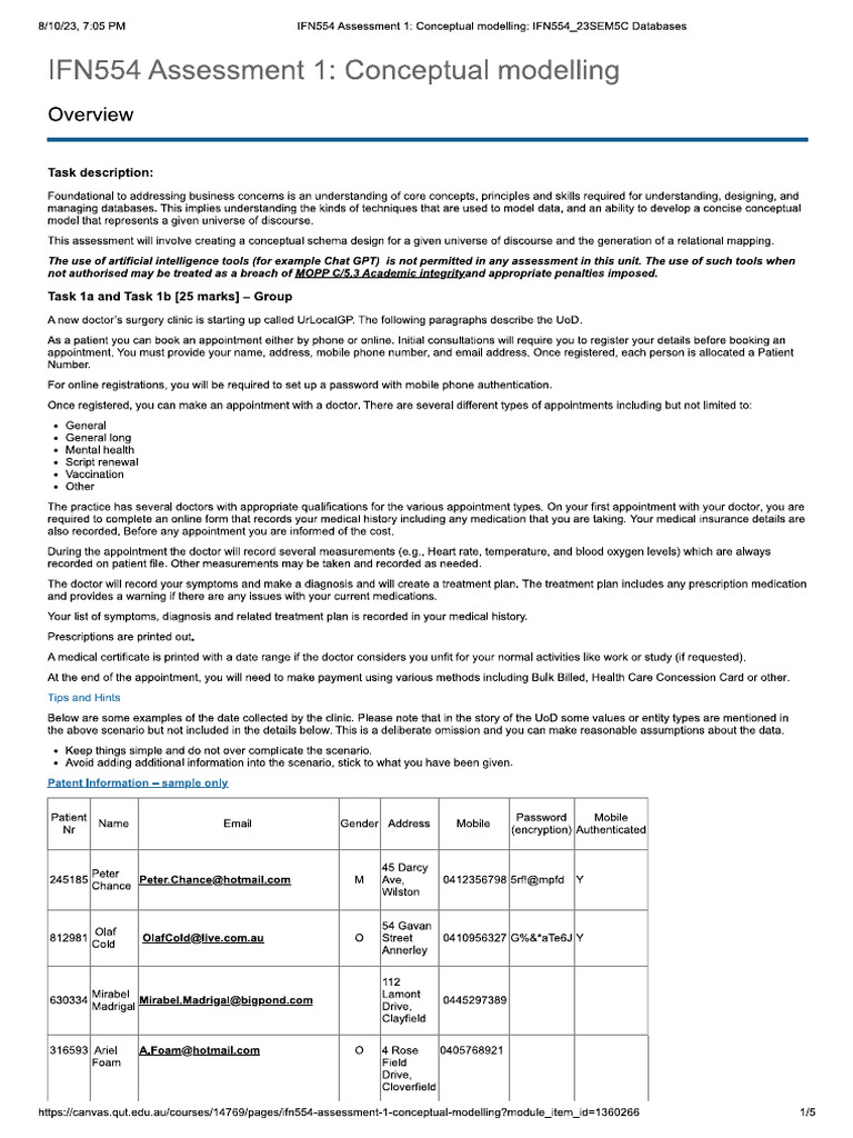Assignment 1 Database | PDF