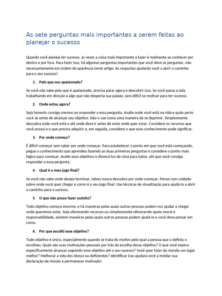 Planning For Success - Article 2.en - PT | PDF