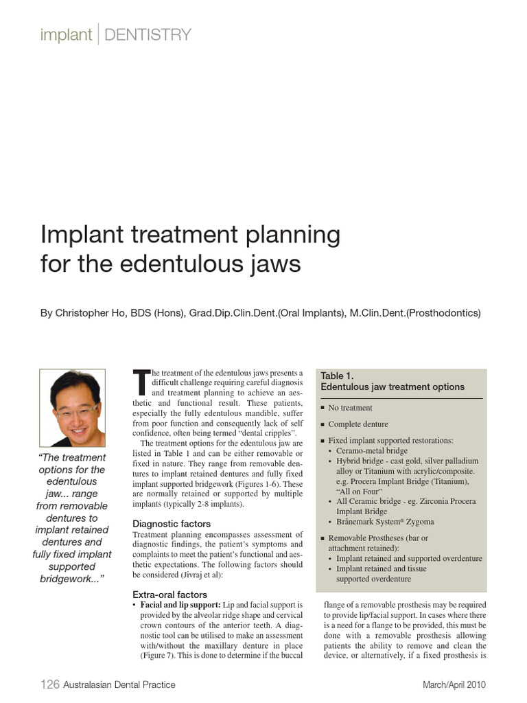 Implant Treatment Planning For The Edentulous Jaw - 42 | PDF