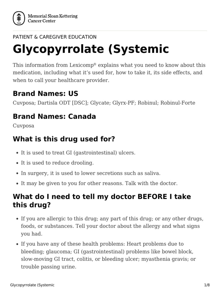 Glycopyrrolate Systemic | PDF | Gastrointestinal Tract | Dose ...