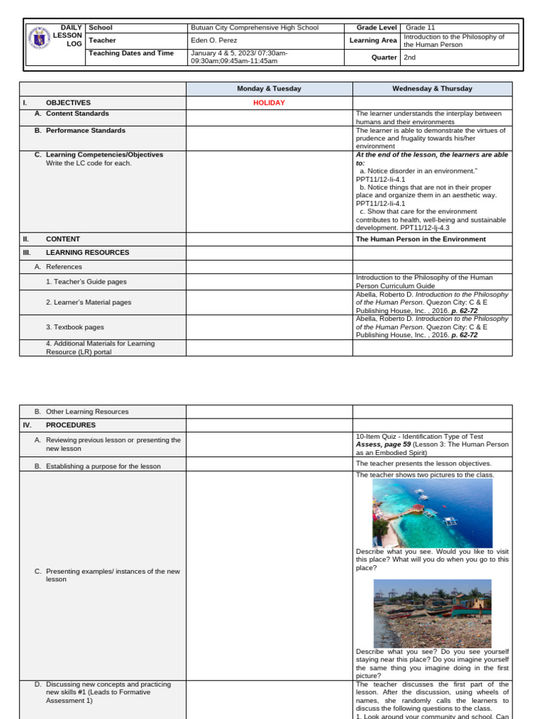 Q2-Week 1-Jan | PDF | Teachers | Learning