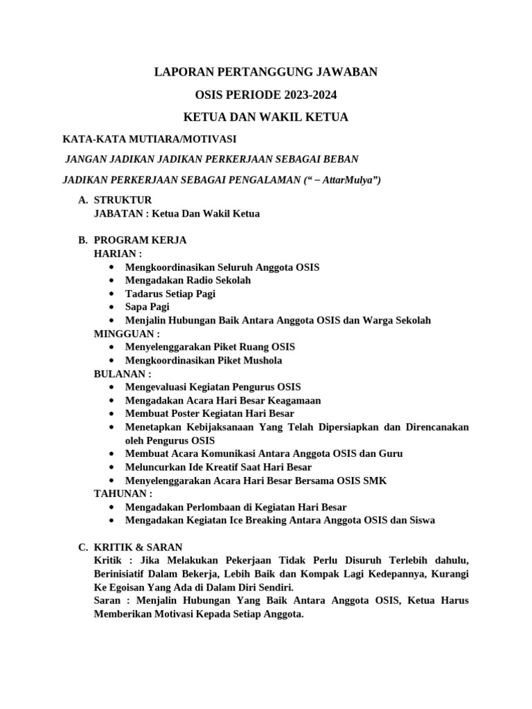 LPJ Ketua Dan Wakil Ketua | PDF