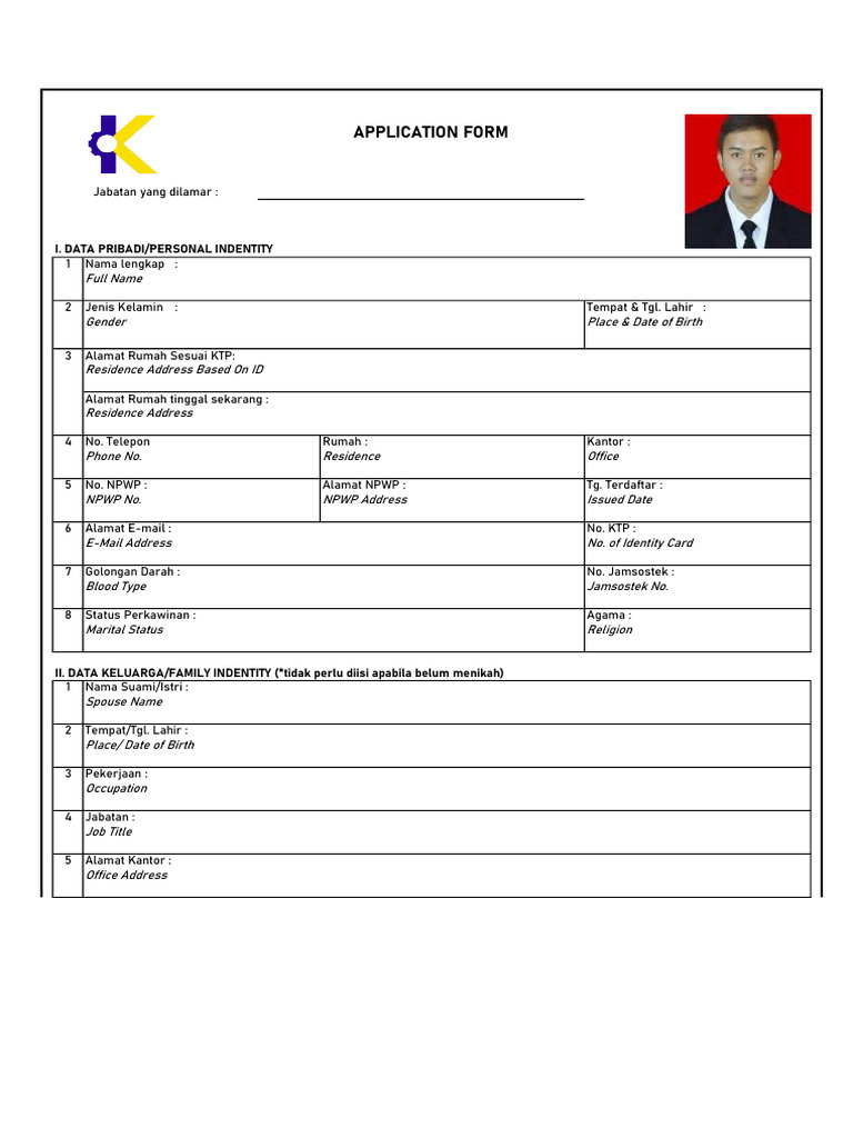 Application Form PT Karya Abadi Indotech | PDF