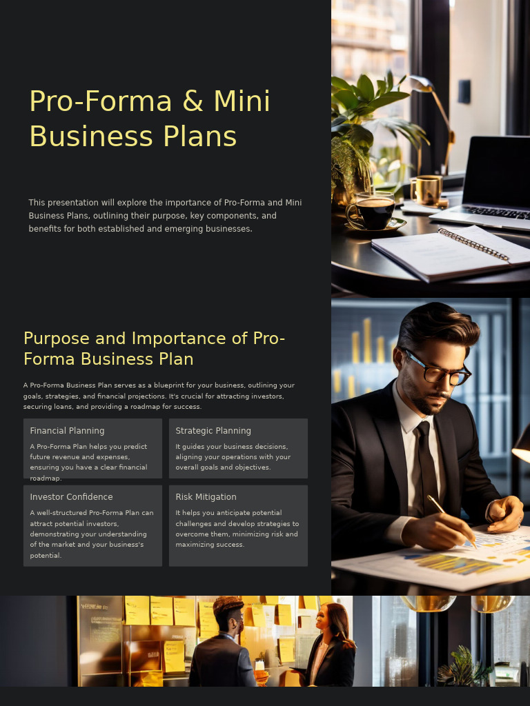 A Comprehensive Guide Pro Forma and Mini Business Plans | PDF