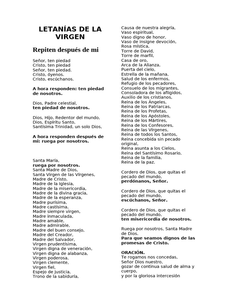 Letanías de La Virgen | PDF