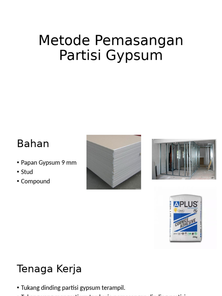 Metode Pemasangan Partisi Gypsum | PDF
