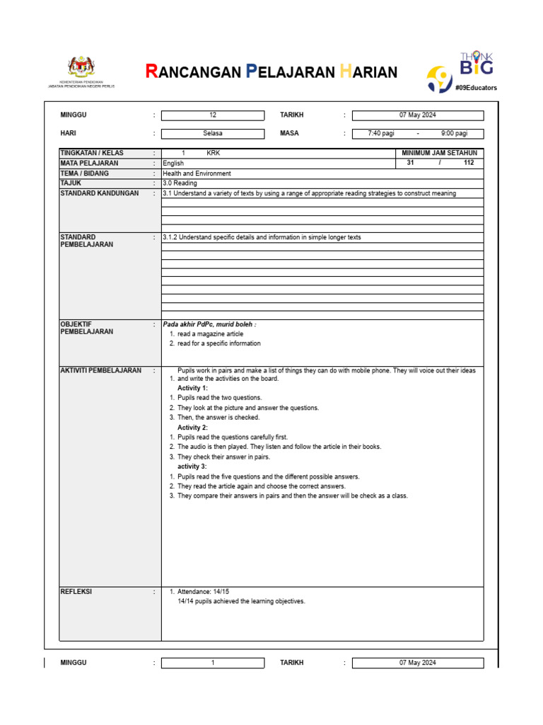 eRPH Guru - Minggu 09 (06 Mei 2024 - 10 Mei 2024) - Google Sheets | PDF