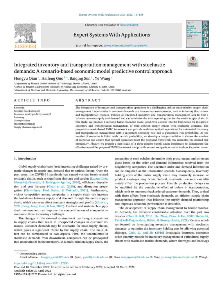Integrated Inventory and Transportation Management With Stochastic ... Integrated Inventory and Transportation Management With Stochastic ...