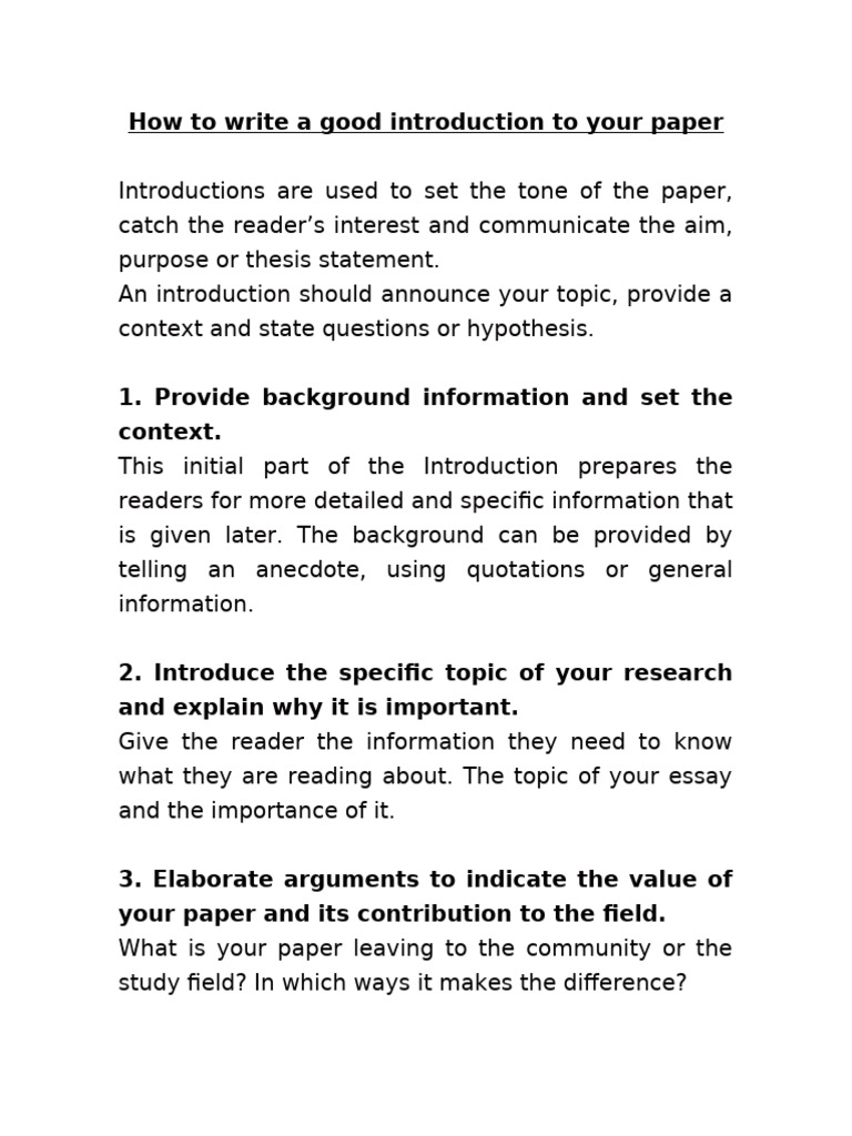 How To Write A Good Introduction To Your Paper | PDF
