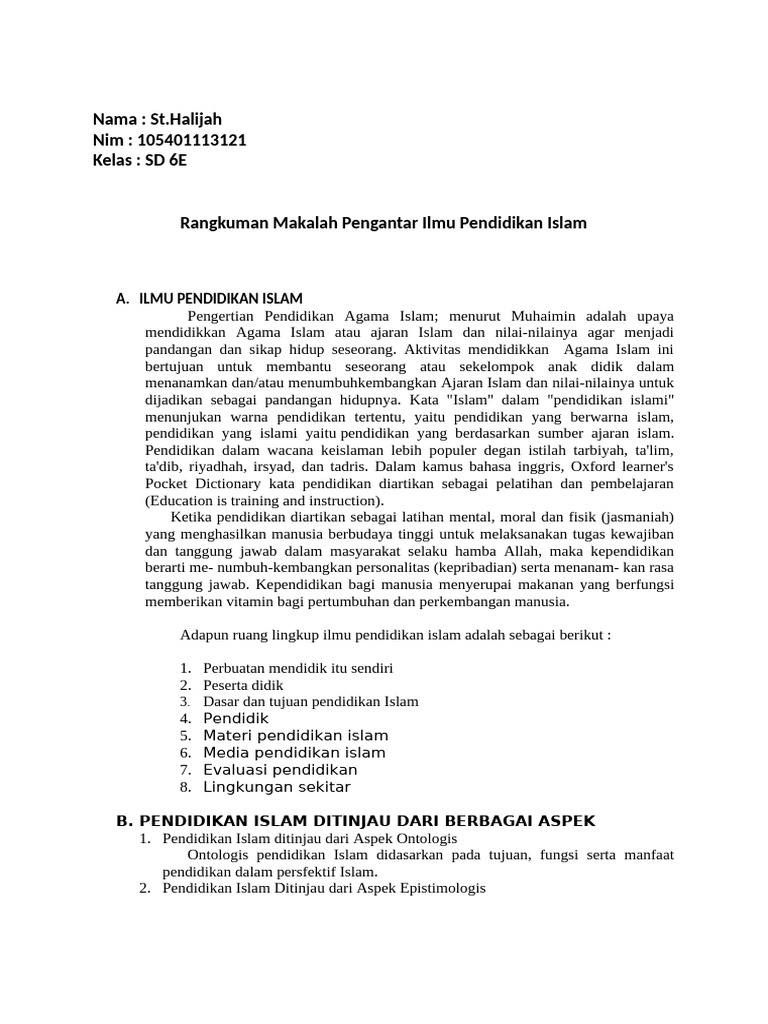 Ringkasan Materi ST - Halijah | PDF
