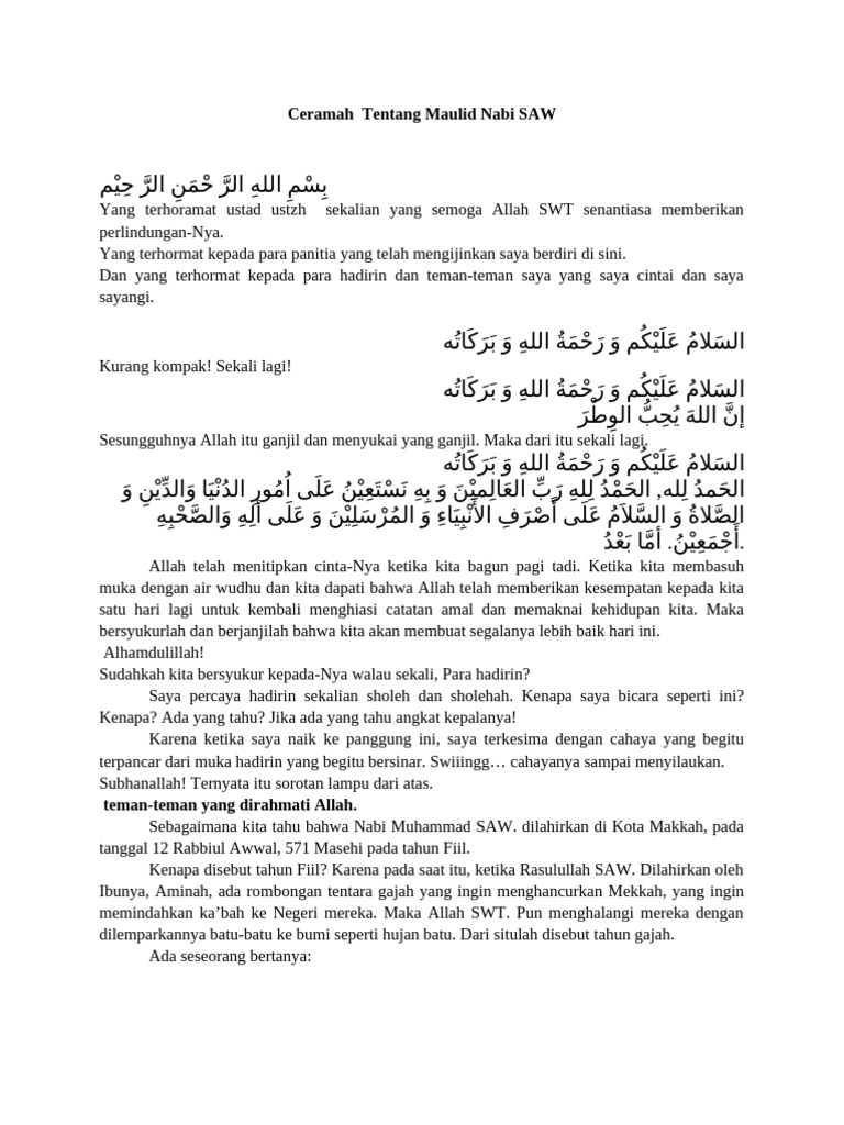 Ceramah Lucu Tentang Maulid Nabi SAW | PDF