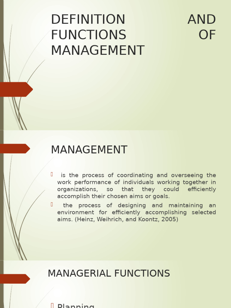 Definition and Functions of Management | PDF