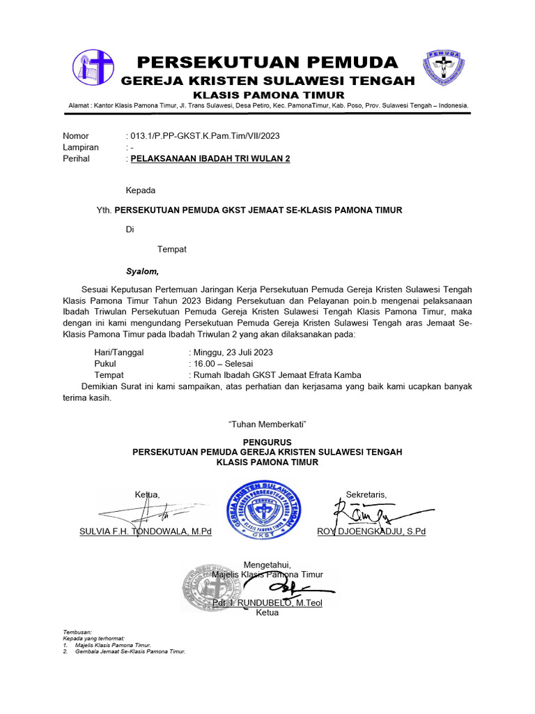 Surat Ibadah Tri Wulan 2 2023 Untuk PPJ | PDF