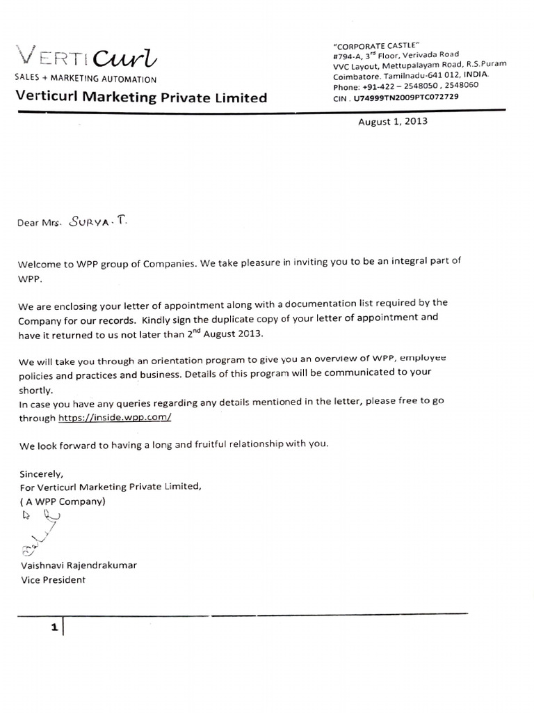 Surya Exp Letter | PDF
