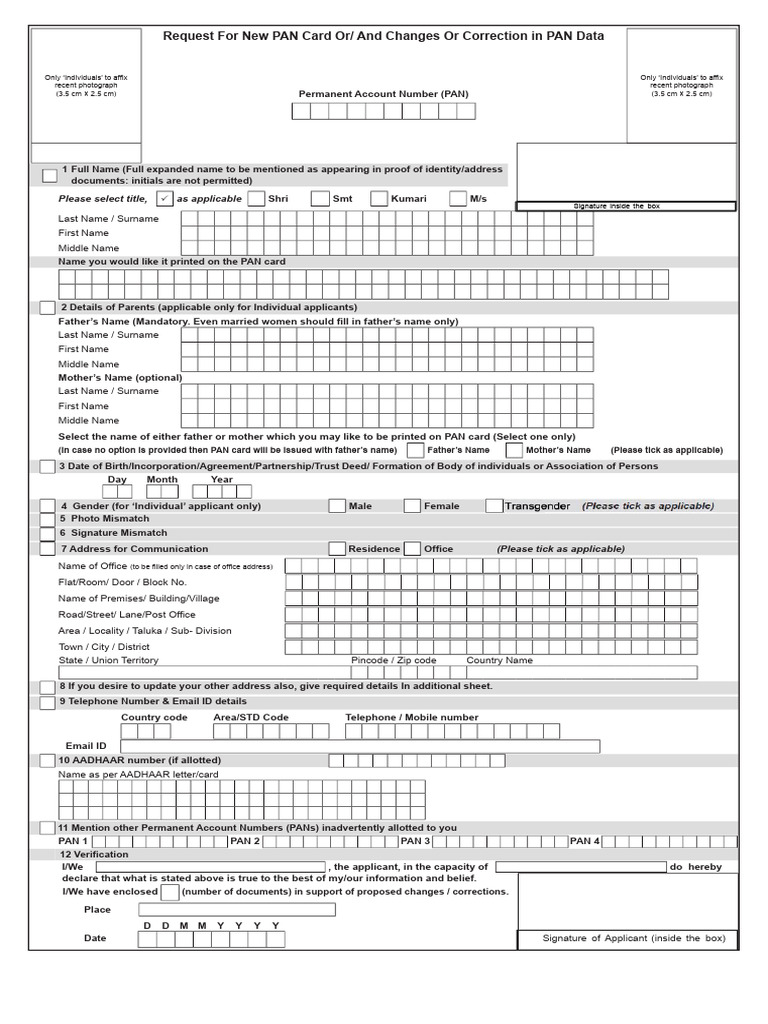 EWIPS4967N: Request For New PAN Card Or/ and Changes or Correction in ...
