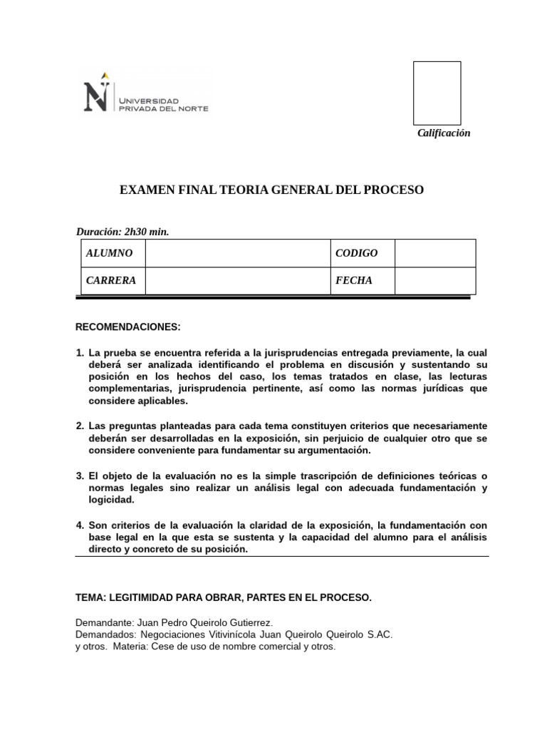 Examen Final TGP | PDF