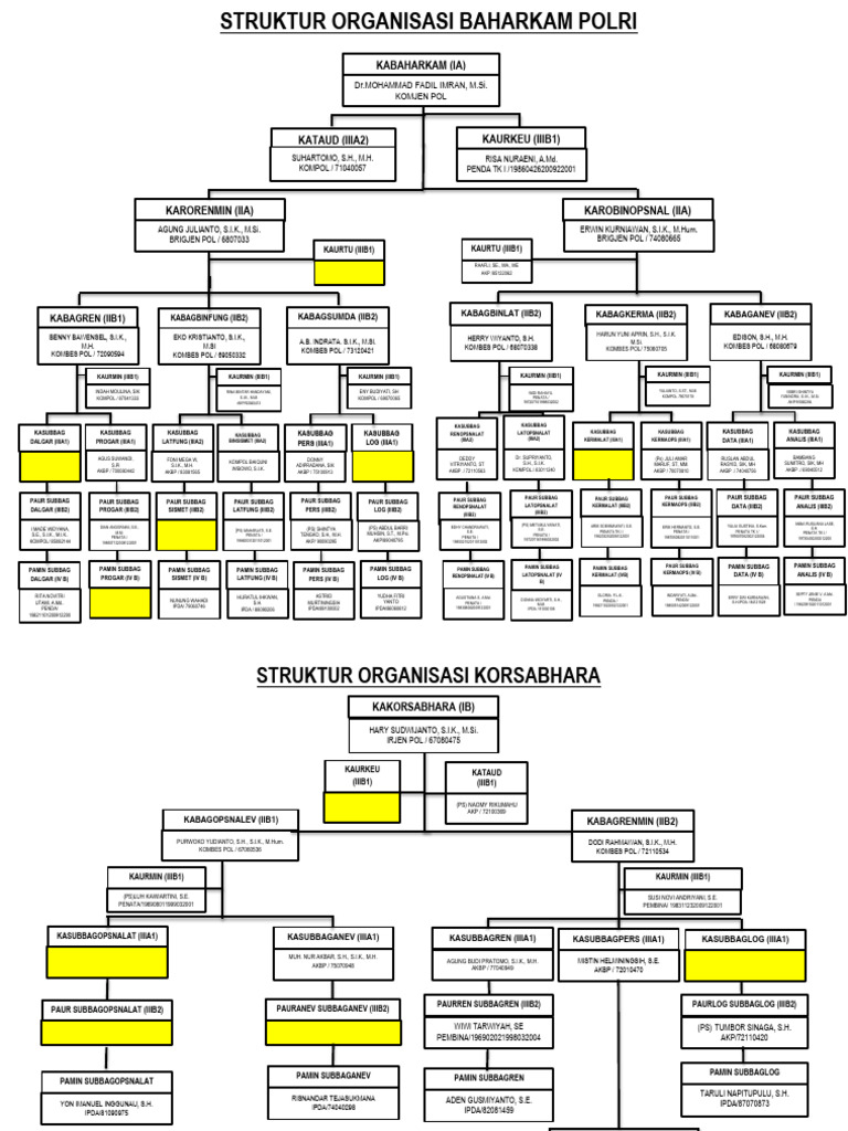 Struktur Baharkam Polri Dan Kor Jajaran Jan 2024-1 | PDF