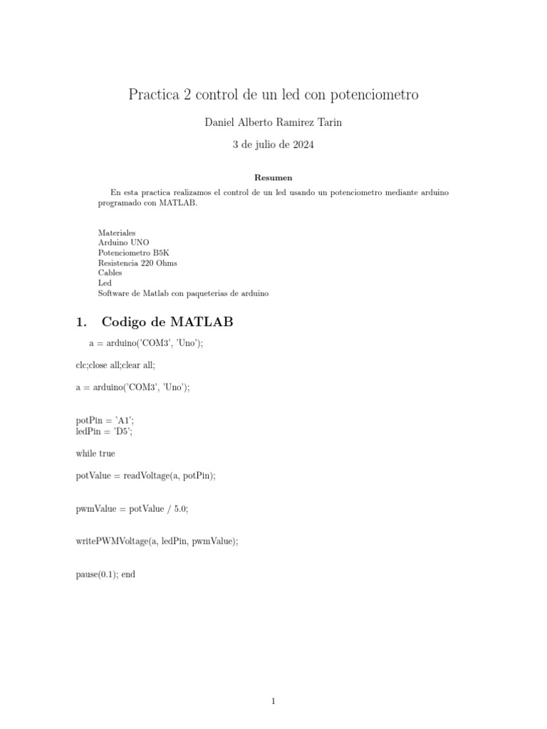 Practica 2 Arduino Led | PDF