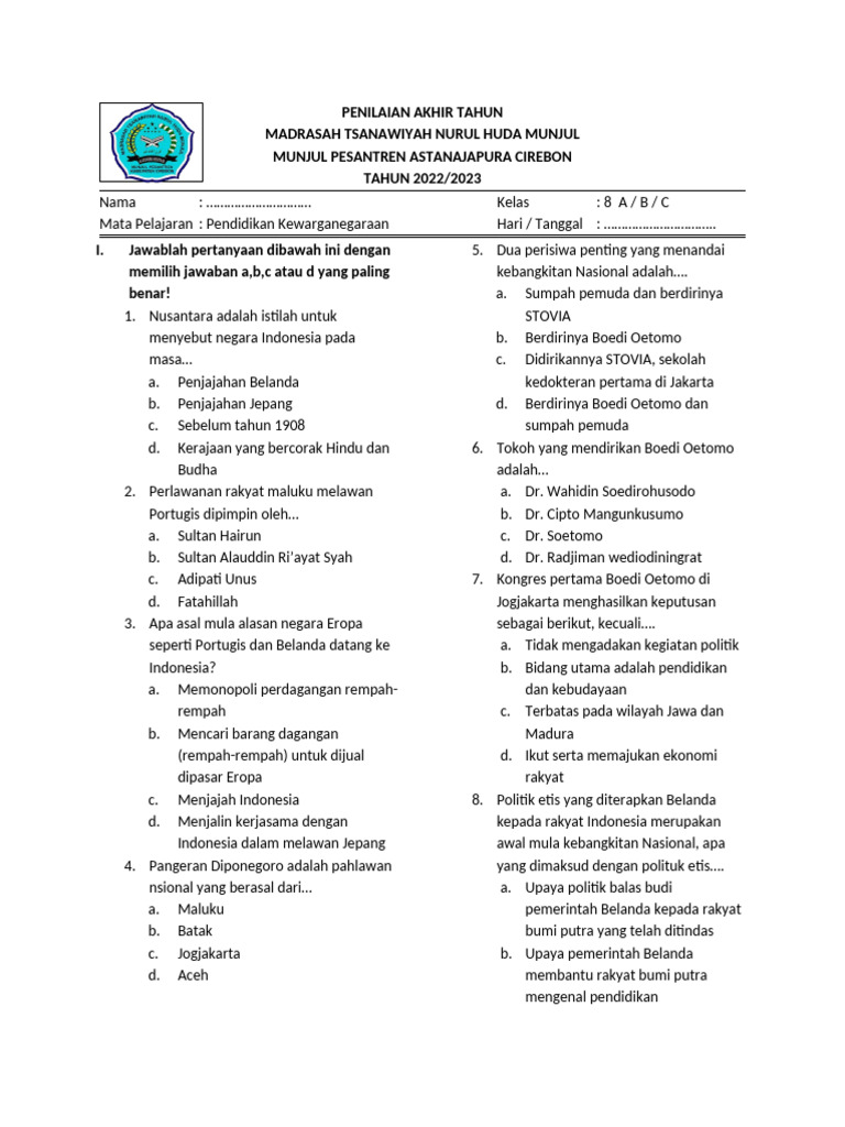 PAT PKN Kls 8 SMT 2 | PDF | Indonesia | Indonesian People